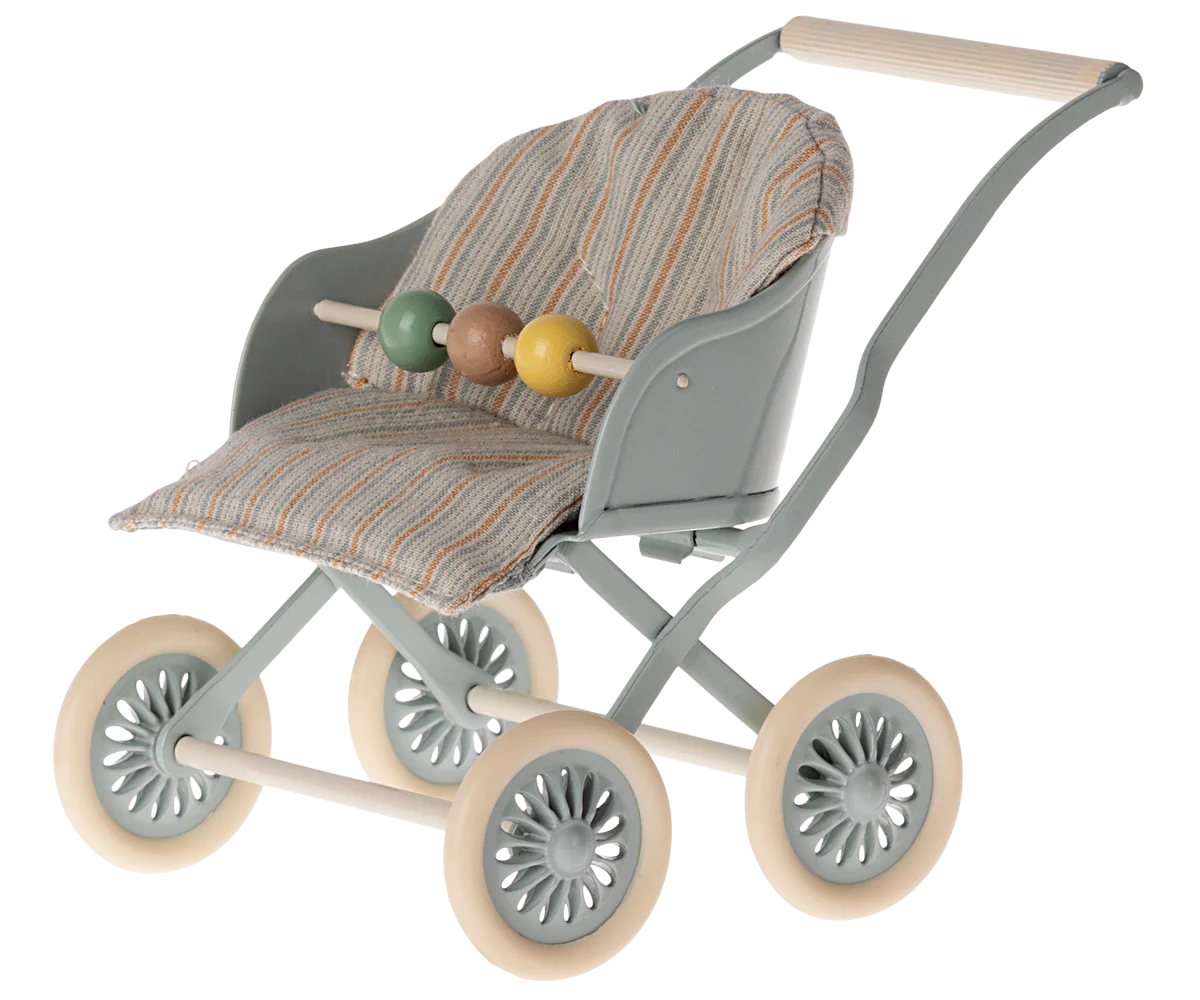 Maileg Stroller for Baby Mice, Blue - Yoyo & Flo