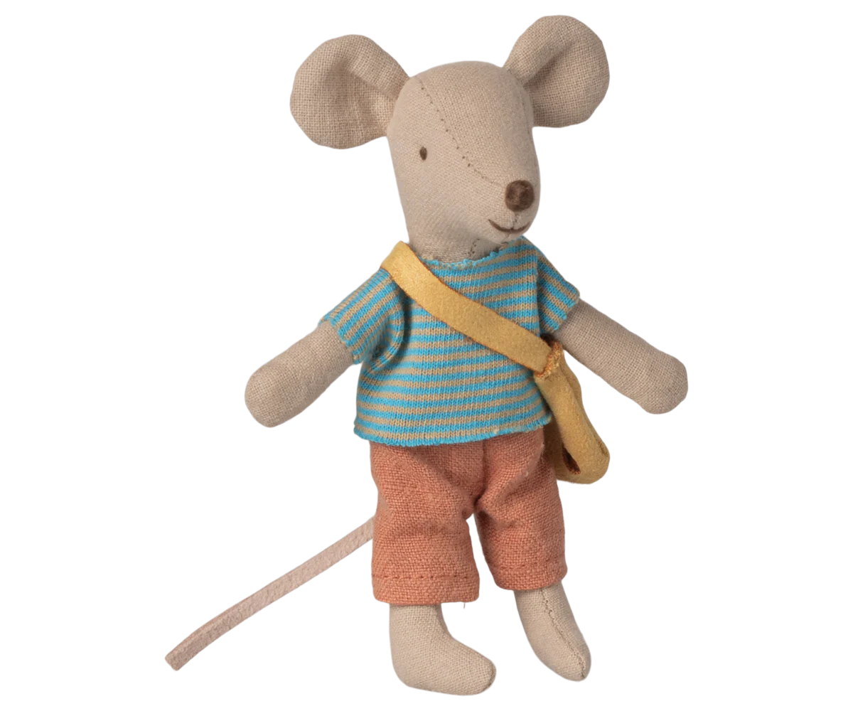 Maileg Little Brother Mouse with bag - Yoyo & Flo