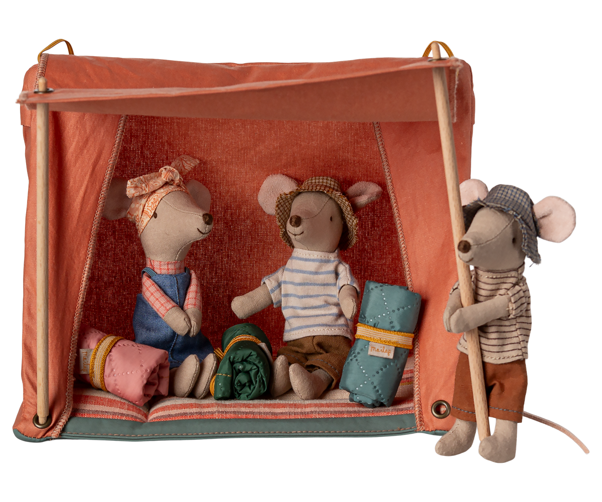 Maileg Big Brother hiker mouse, brown stripes - Yoyo & Flo