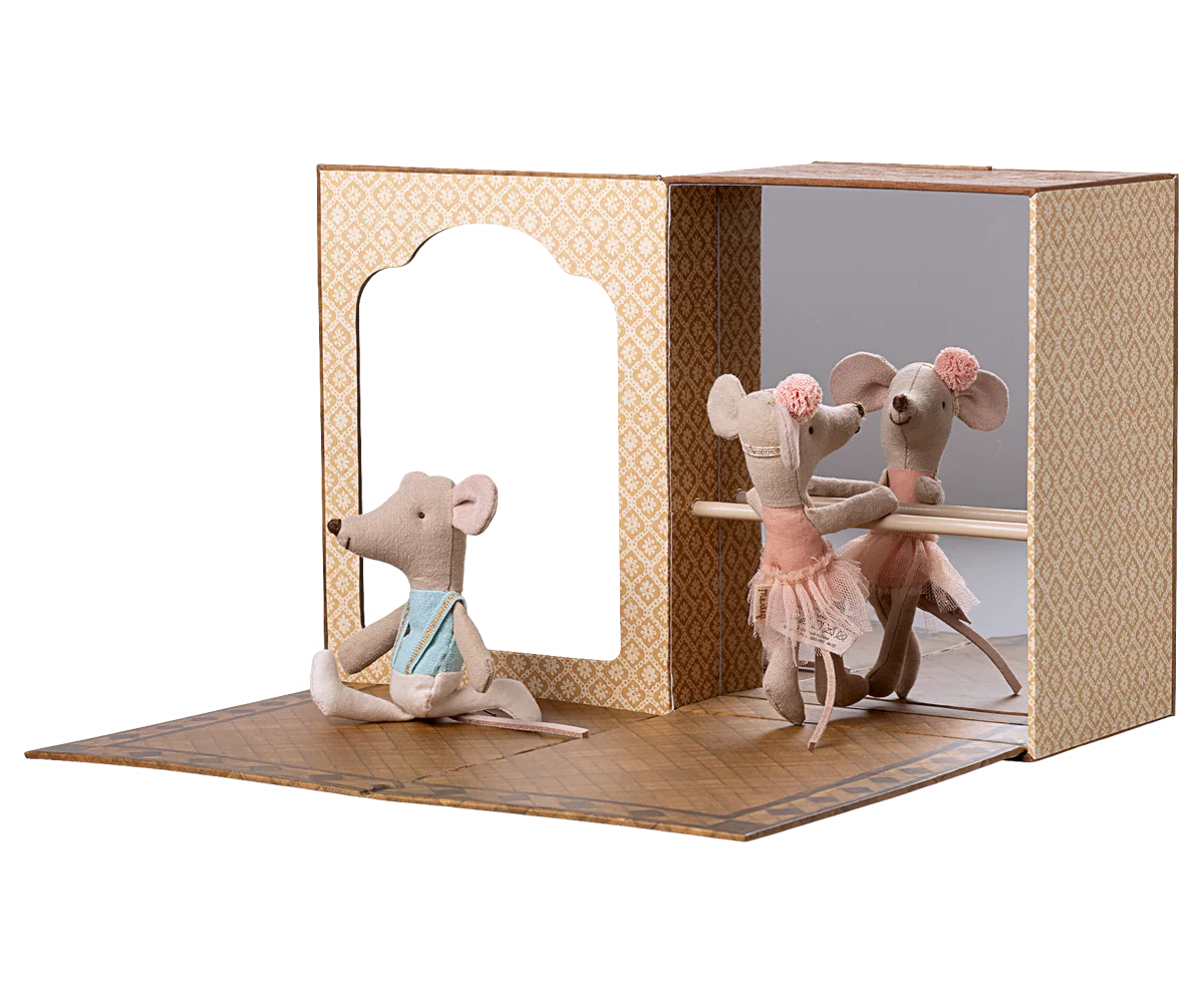 Maileg Ballet mice in dance studio, Little sister and brother - Yoyo & Flo