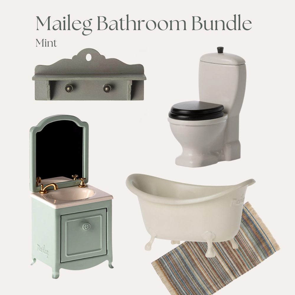 Maileg Bathroom Bundle, Mouse Size - Mint - Yoyo & Flo